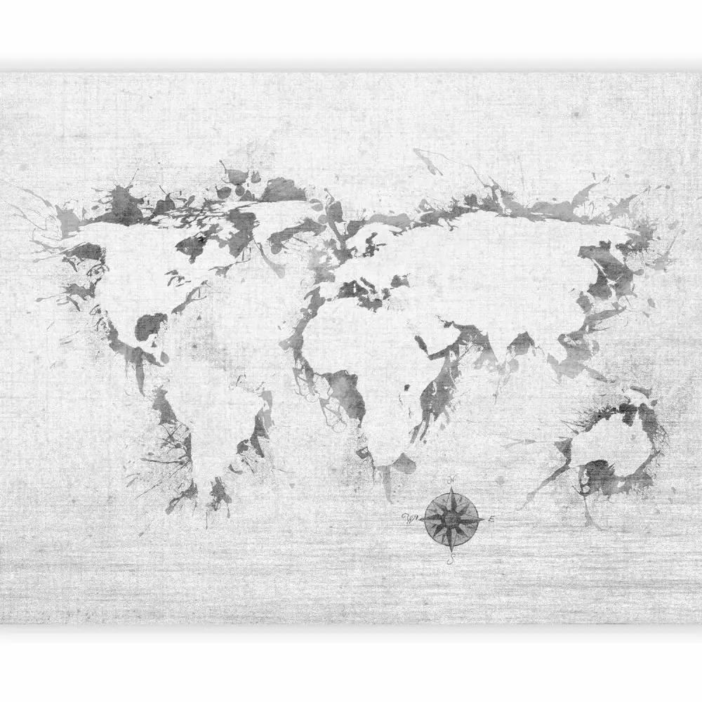 Fototapeta Obrysy kontinentů - mapa světa na šedém na zeď - Mapy světa ...